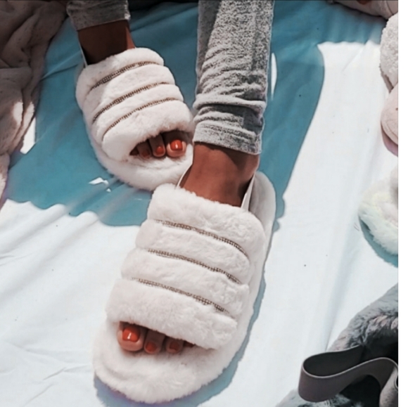 Shoes | Above The Clouds Collection White Fur Slides | Poshmark